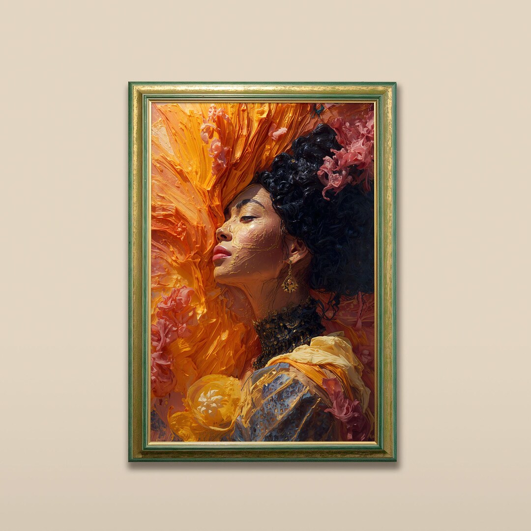 Floral Fire Portrait Art | Luxury Textured Print (digital Download) - Etsy
