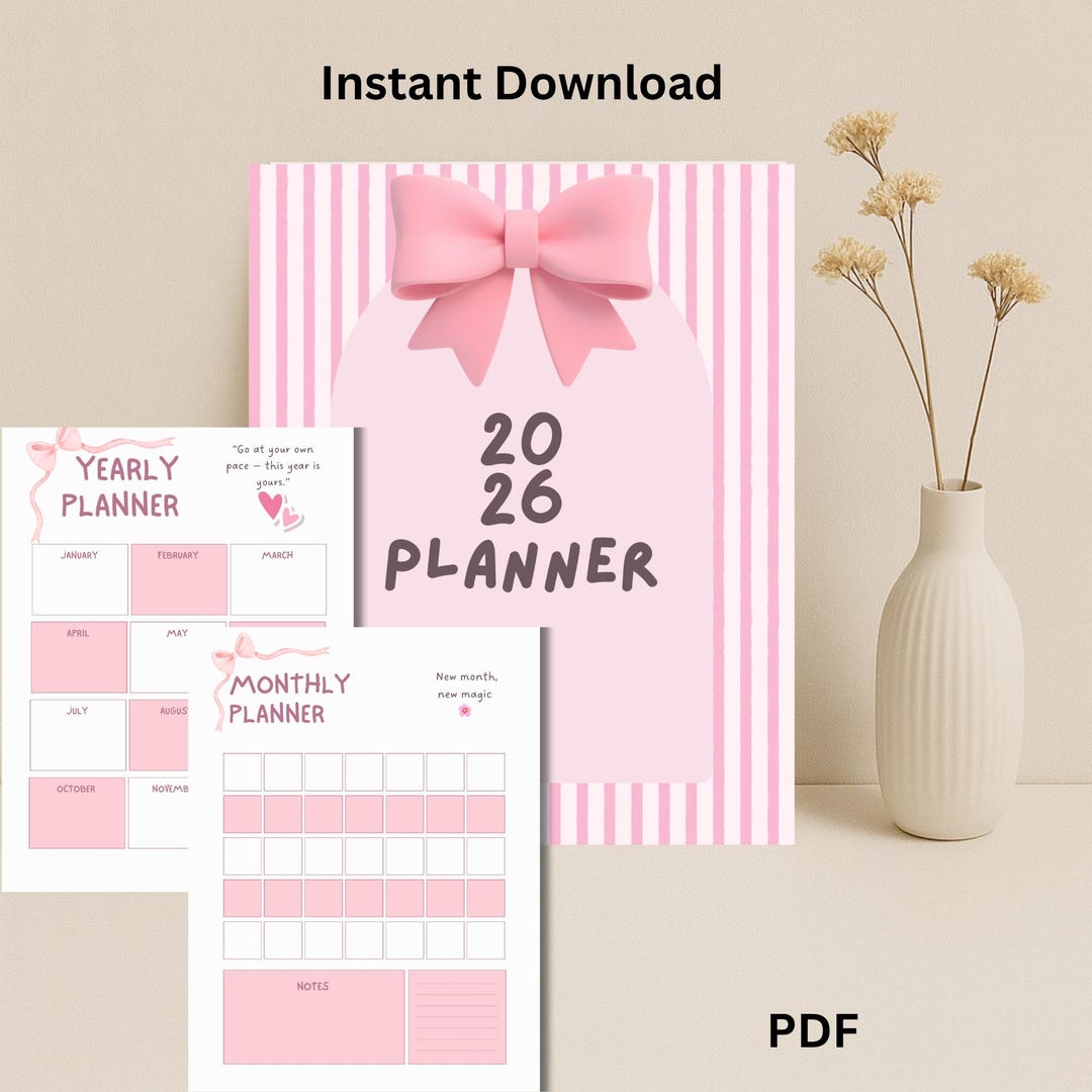 2026 Pink Bow Planner Printable | PDF Bundle - Etsy UK
