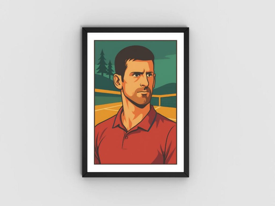 Djokovic Tennis Illustration Printable – Wall Art Digital Download ...