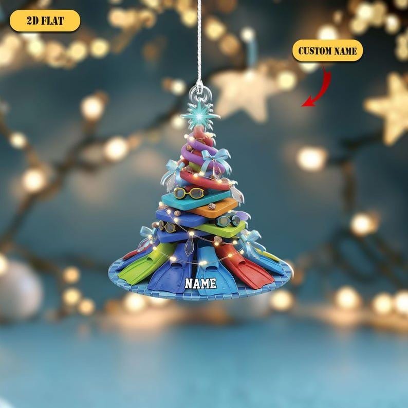 Personalized Swimming Christmas Acrylic Ornament, Custom Name Swimmer ...