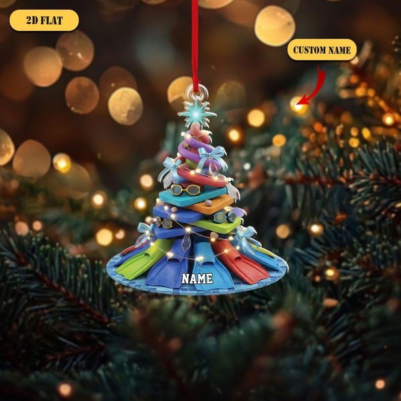 Personalized Swimming Christmas Acrylic Ornament, Custom Name Swimmer ...