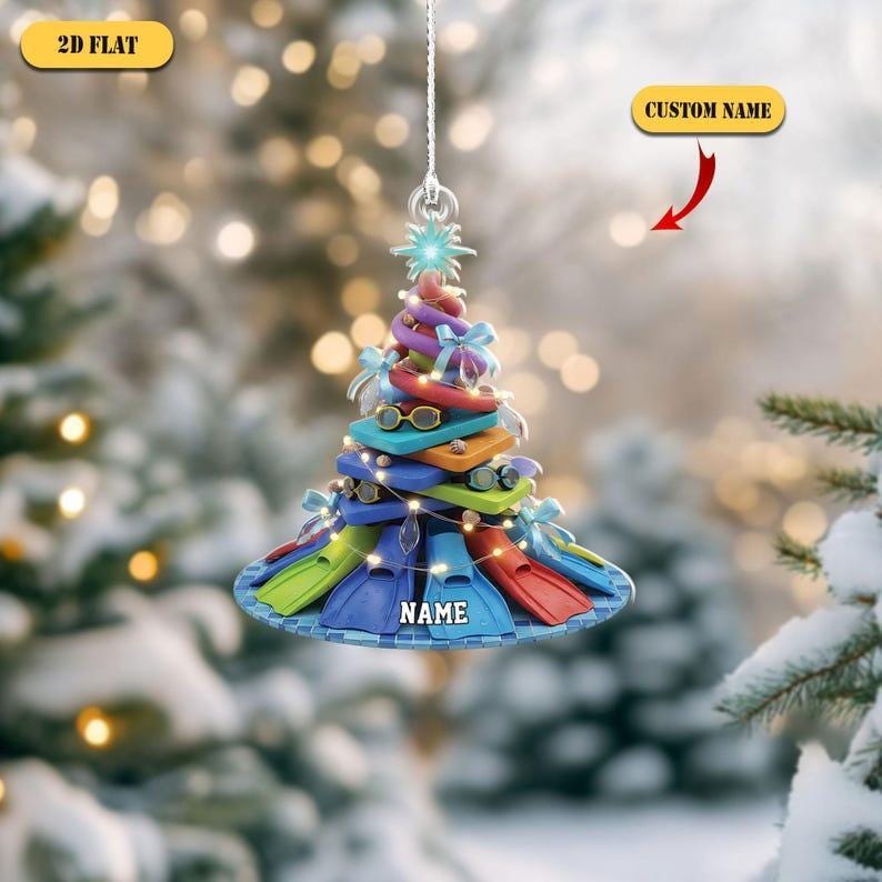 Personalized Swimming Christmas Acrylic Ornament, Custom Name Swimmer ...