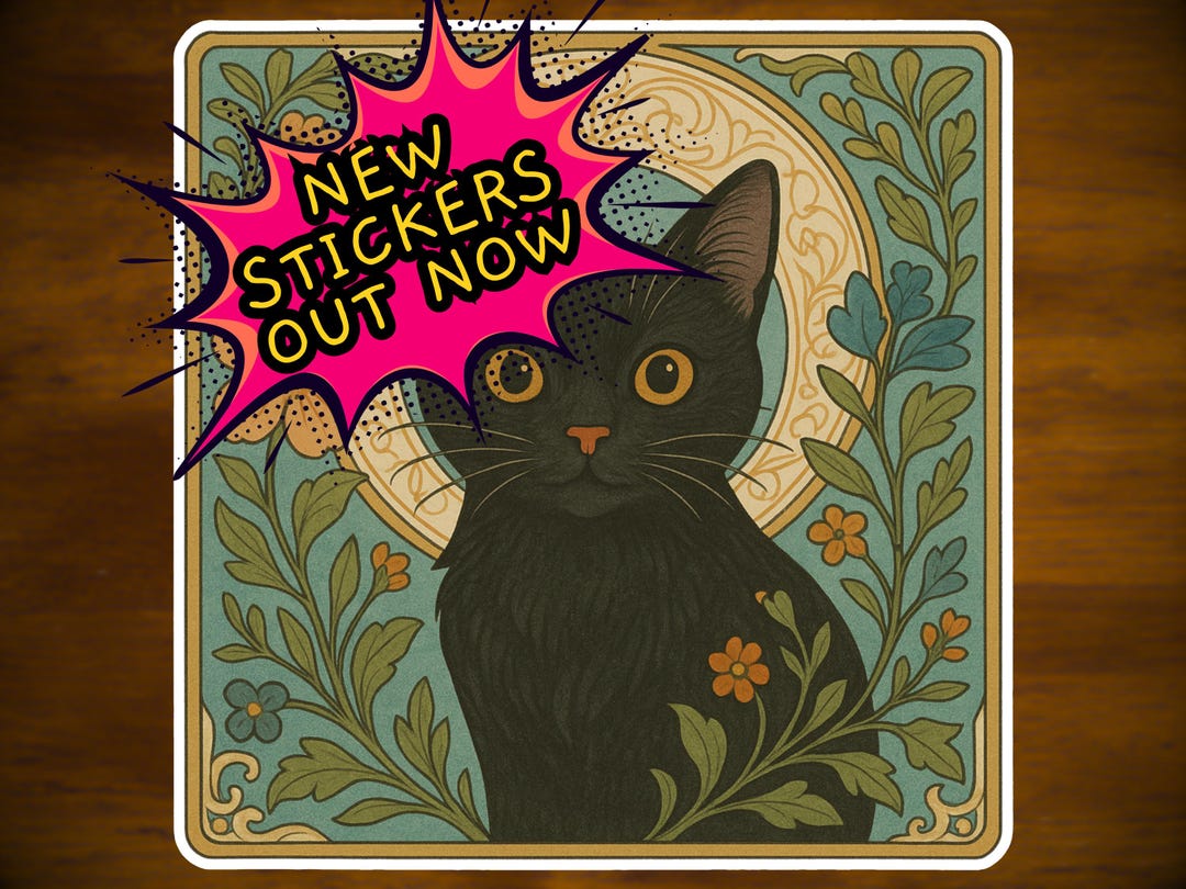 Black Cat Kitten Stickers: Glossy Vinyl Stickers - Etsy