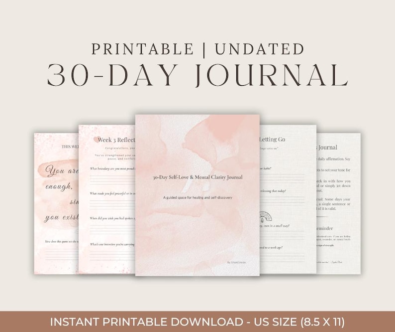 30-day Self-love & Mental Health Journal | Printable Guided Affirmation ...