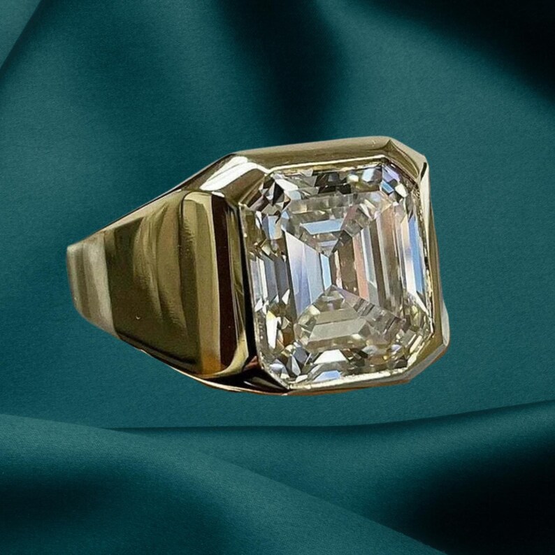 Classic Men’s Solitaire Diamond Ring | Asscher Certified Moissanite Men ...