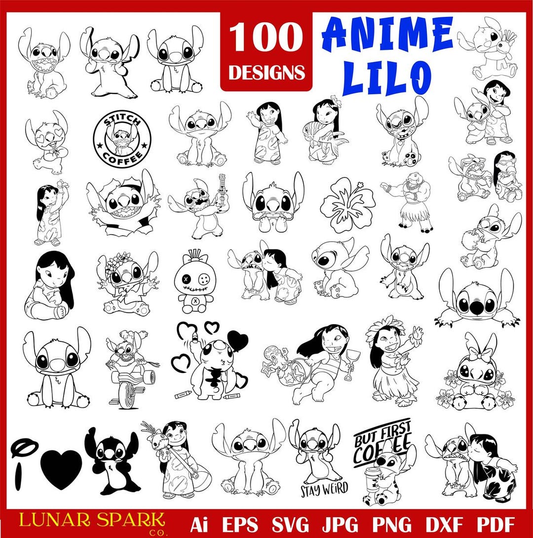 100 Anime Lilo Stitch SVG Bundle, Anime Lilo Character SVG, Chibi Anime ...