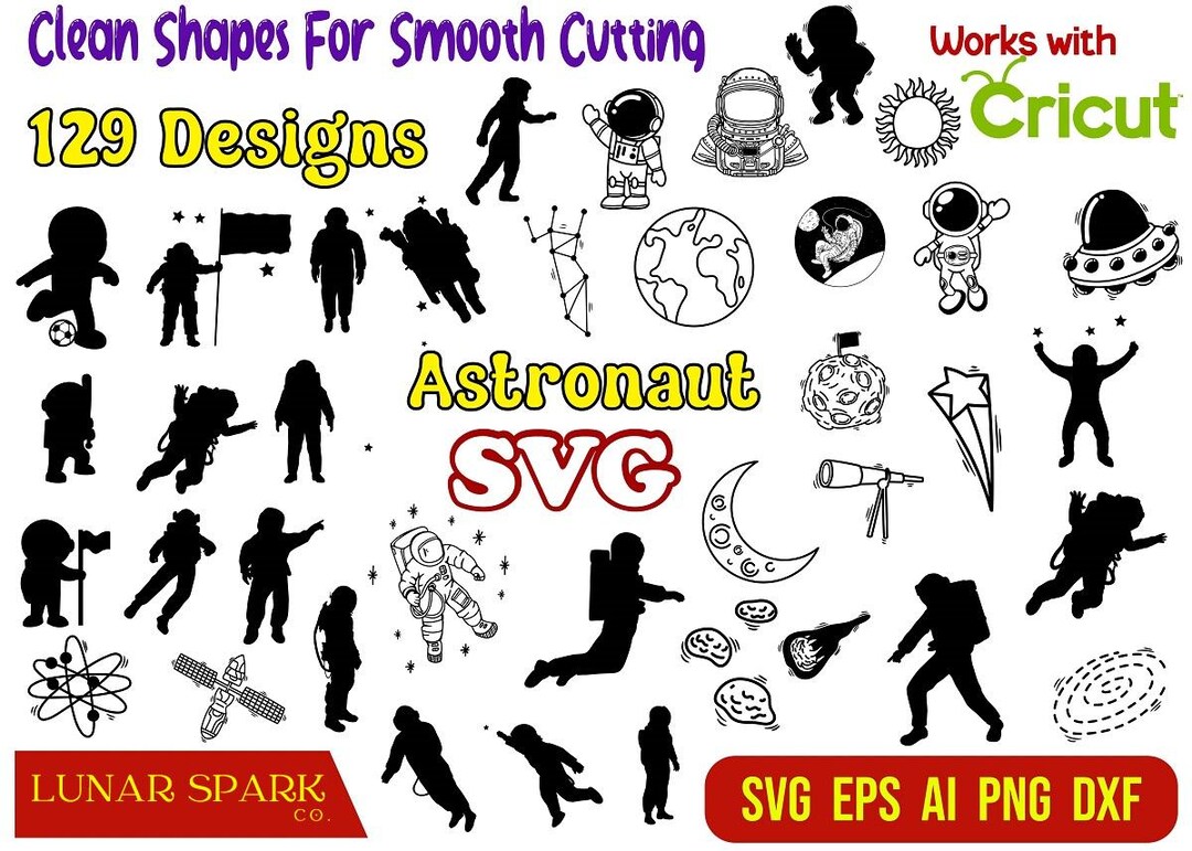 Astronaut SVG Bundle, Space Silhouettes, Planet Clip Art (digital ...