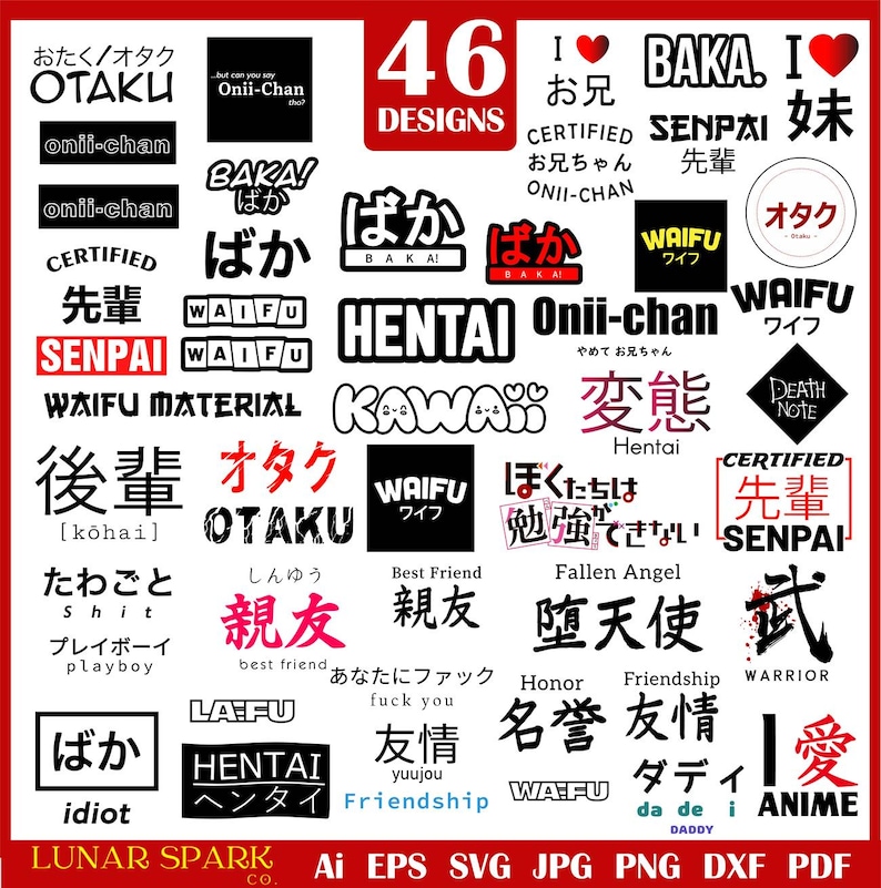 46 Anime Text SVG Bundle, Anime Meme Svg, Anime Symbol, Anime Logo ...