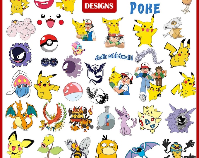 250 Poke Anime SVG Bundle, Anime Character SVG, Pika Svg, Chibi Anime ...