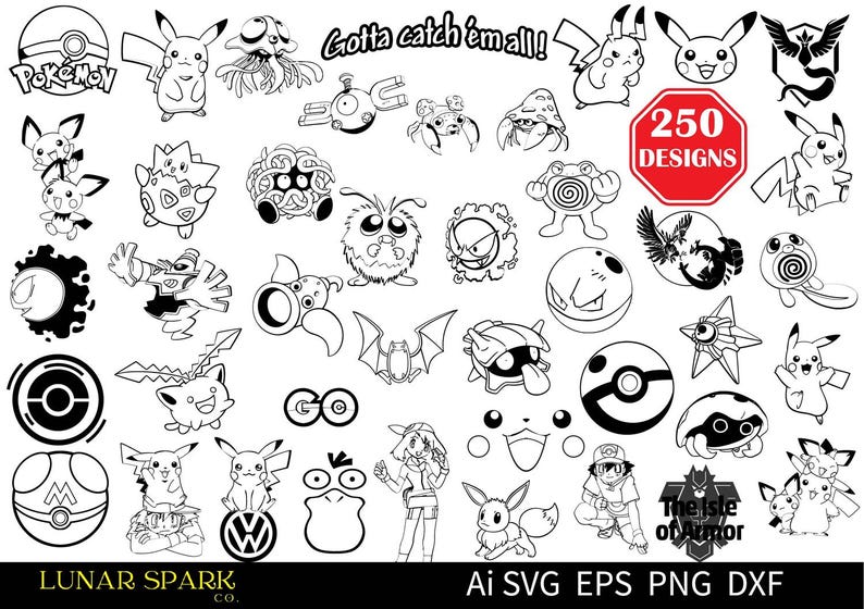 250 Poke Anime SVG Bundle, Anime Character SVG, Pika Svg, Chibi Anime ...