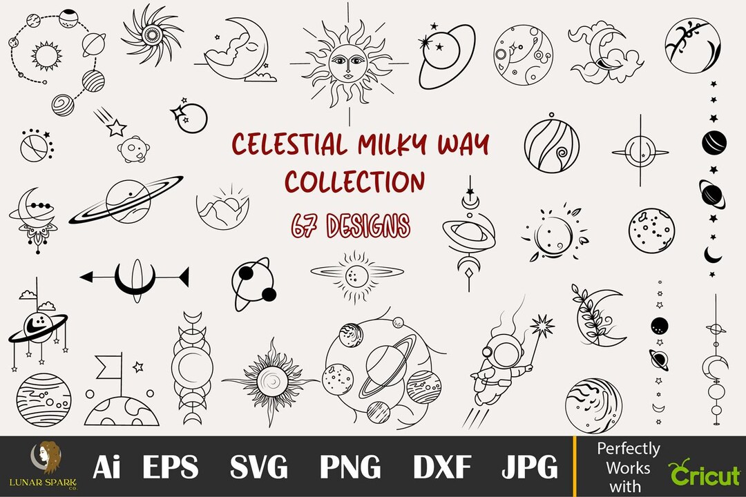 Celestial Moon Star SVG Clipart, Witchcraft, Planets (digital Download ...