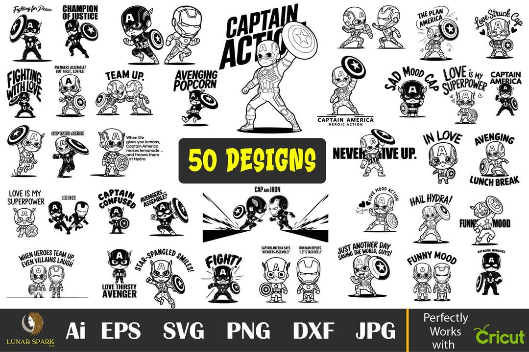 Chibi Captain Roger SVG, Superhero SVG, Baby Superhero Svg Bundle, Cute ...