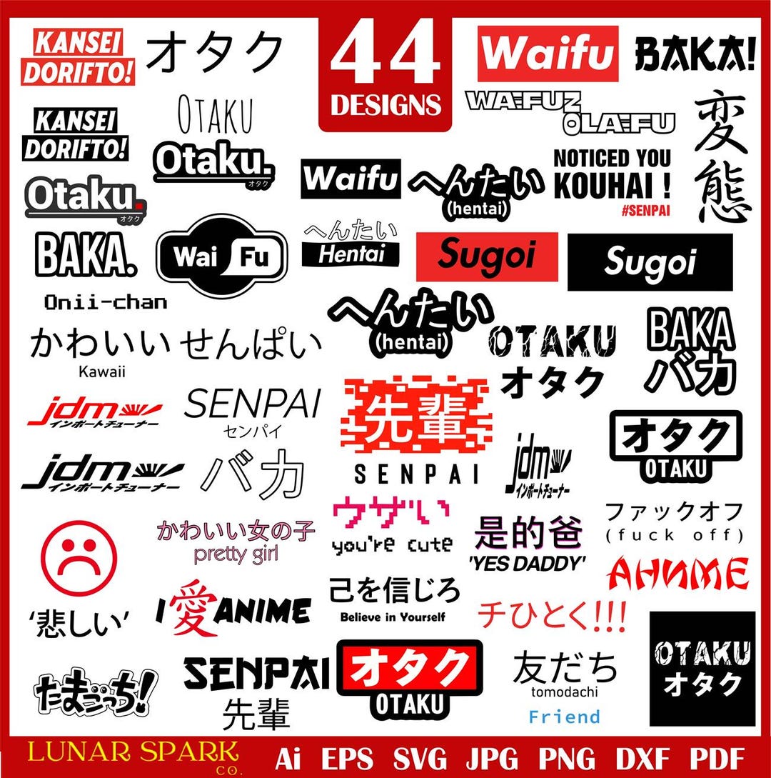 44 Anime Text SVG Bundle, Anime Meme Svg, Anime Symbol, Anime Logo ...