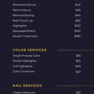Luxury Price List Template - Etsy