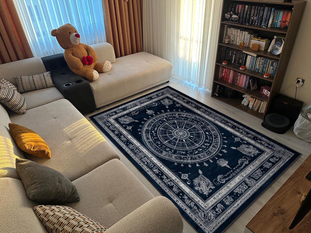 Astrology Zodiac Rug Mystic Constellation Carpet in Navy Blue ...