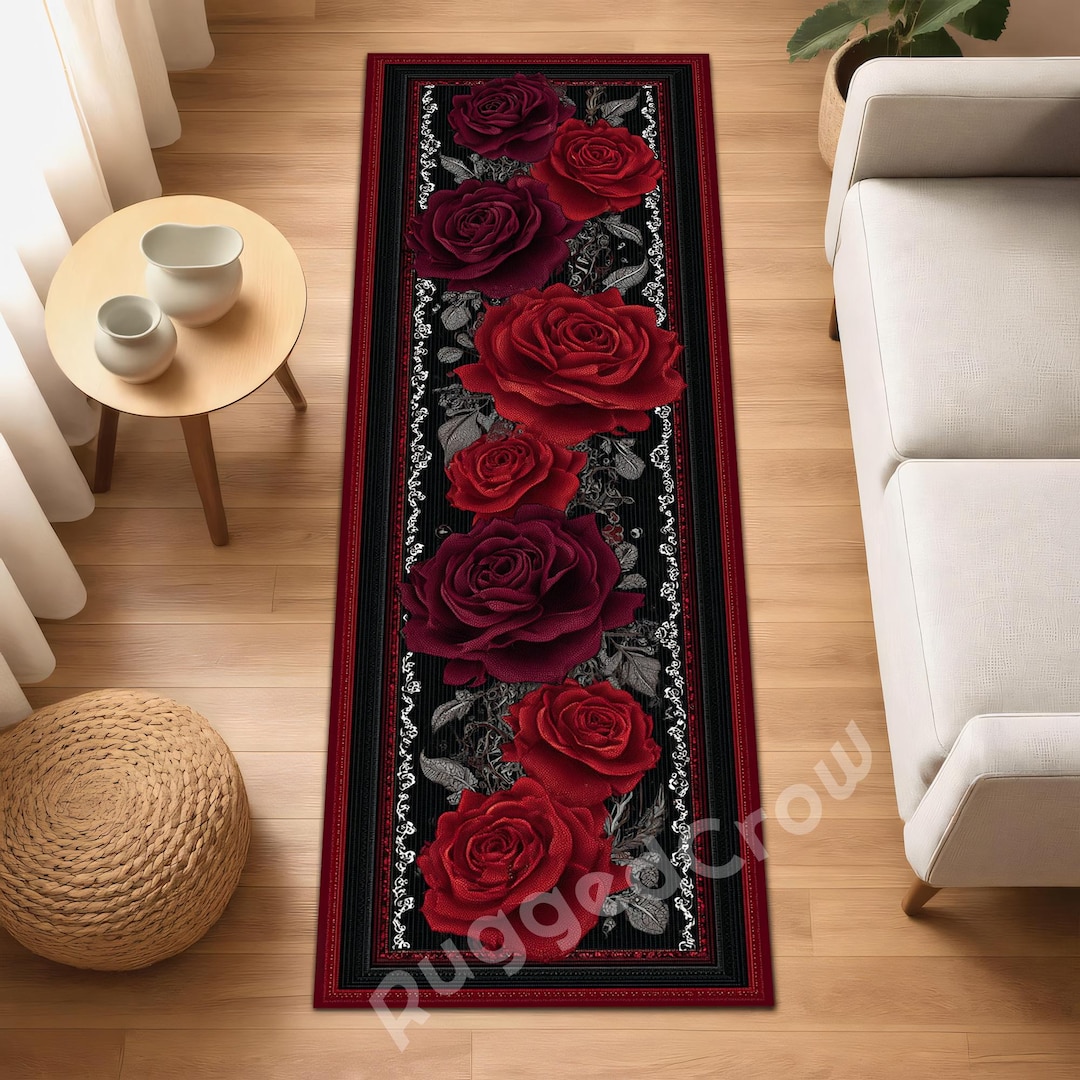 Elegant Floral Hallway Carpet | Gothic Romantic Decor | Luxury Rose ...