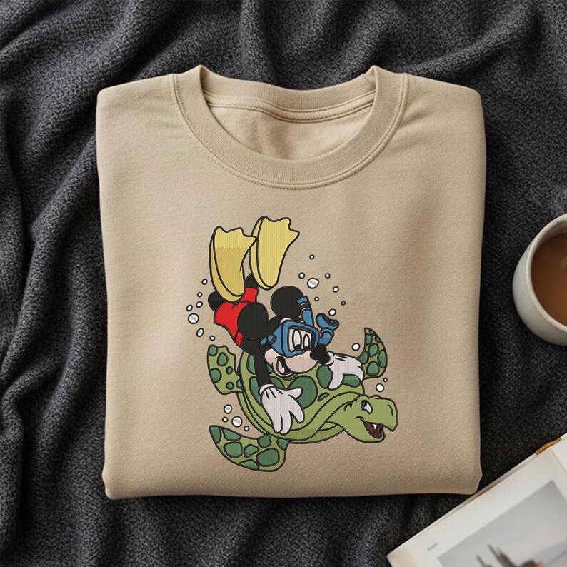 Underwater Scuba Mouse Embroidery, Cartoon Diving, Turtle Machine ...