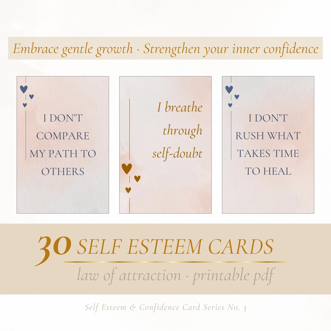 Self Esteem Affirmation Cards. Printable PDF, Confidence Boost, Self ...