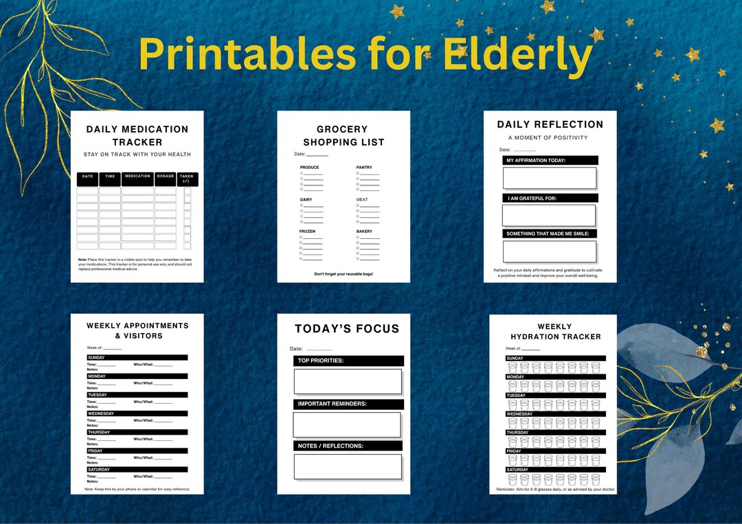 Printable Elderly Care Planner Bundle | for Seniors- Caregivers | Set ...