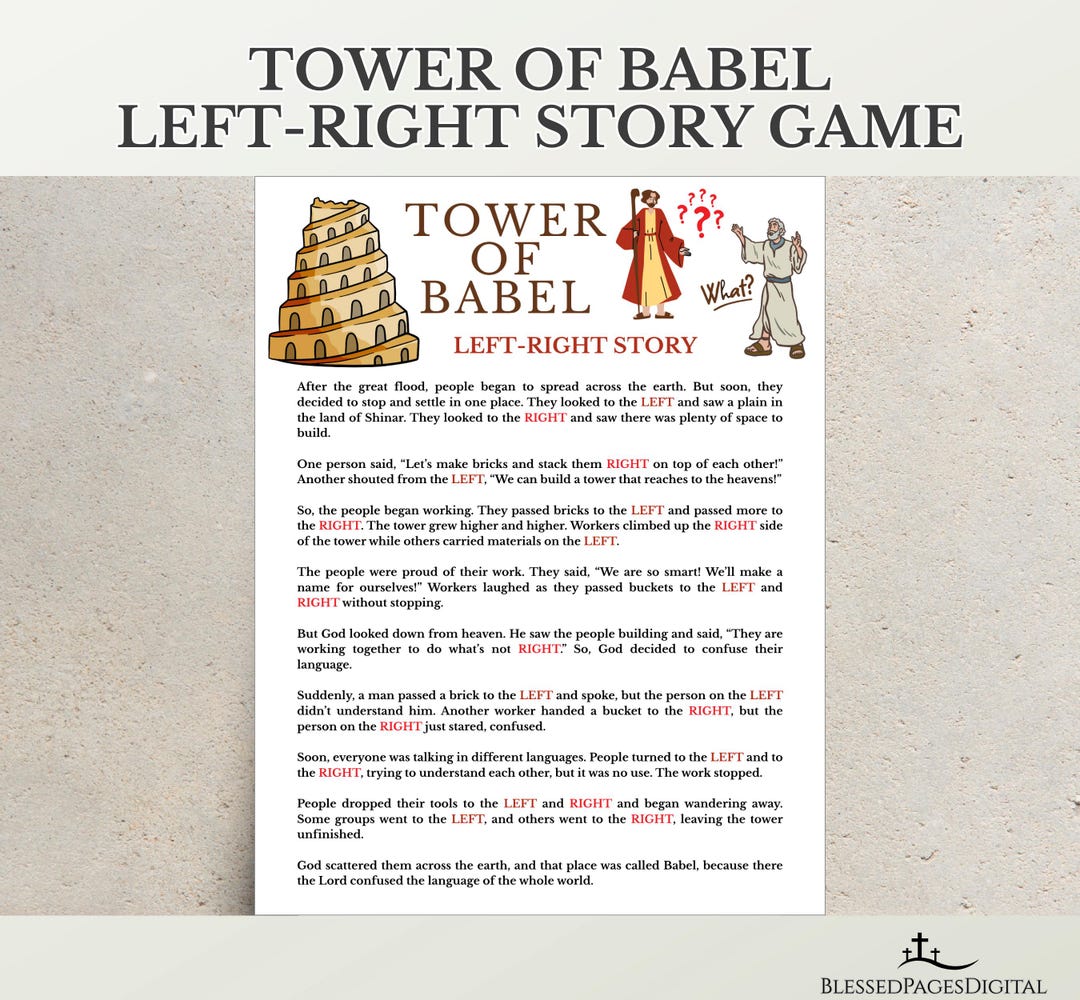 Tower of Babel Left-right Bible Story Game: Sunday School Activity (PDF ...