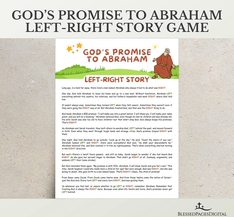 God's Promise to Abraham Left-right Bible Story Game: Church Activity ...