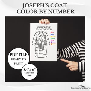 Joseph's Coat Color by Number: Printable Bible Activity Sheet (PDF ...