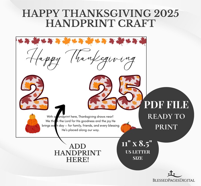 Happy Thanksgiving 2025 Handprint Craft: Sunday School Fall Activity ...