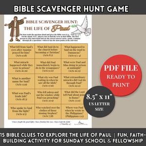 Apostle Paul Bible Scavenger Hunt: New Testament Trivia (PDF Printable ...