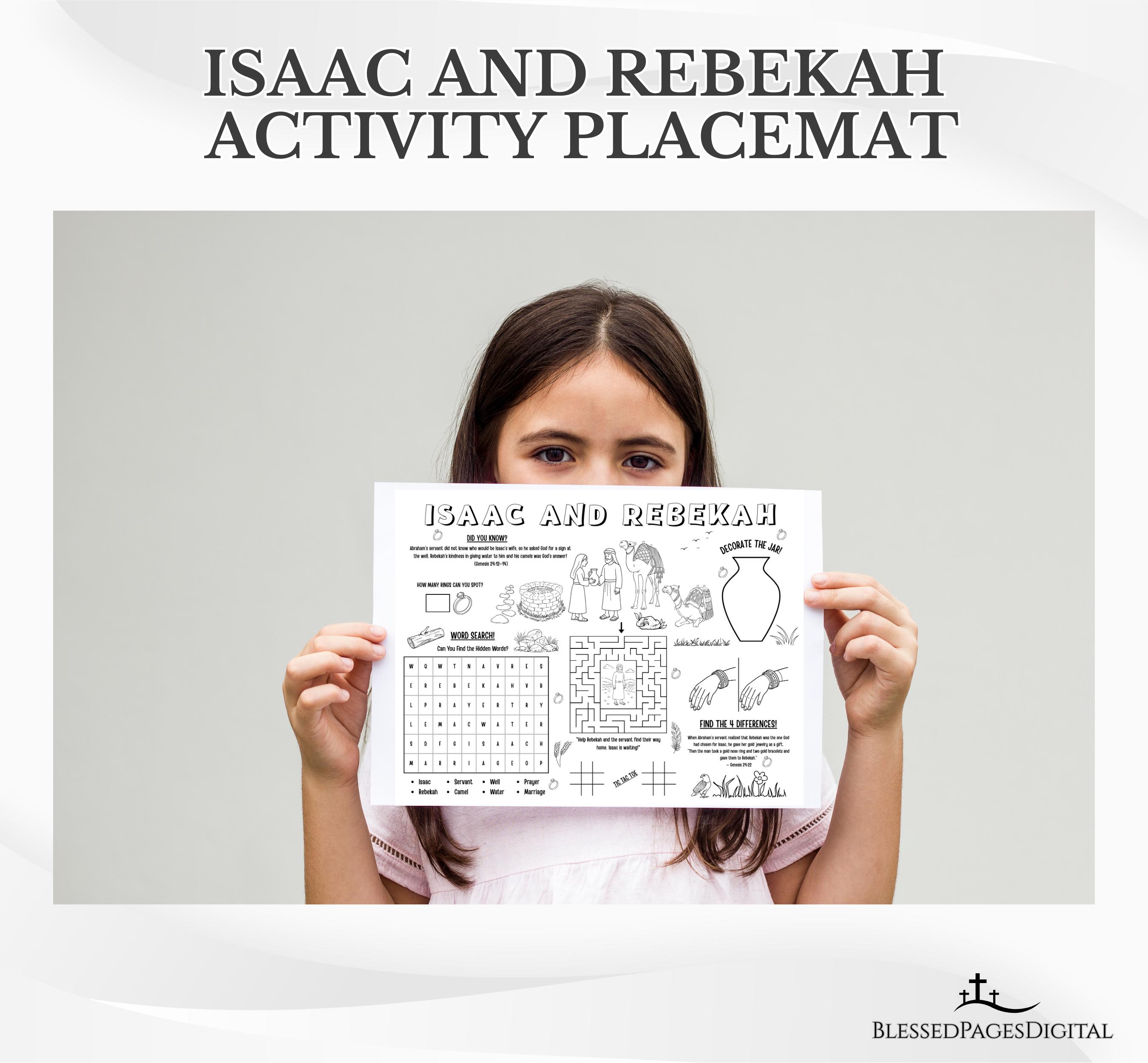Isaac and Rebekah Activity Placemat: Bible Story Coloring Page (PDF ...
