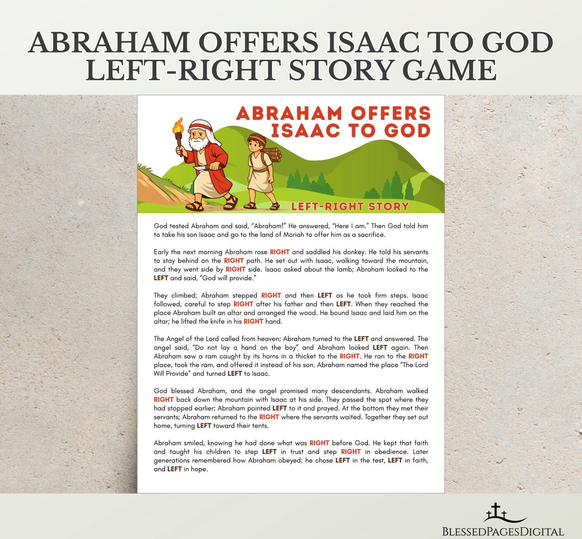 Abraham and Isaac Left-right Bible Story Game: Church Activity, Sunday ...