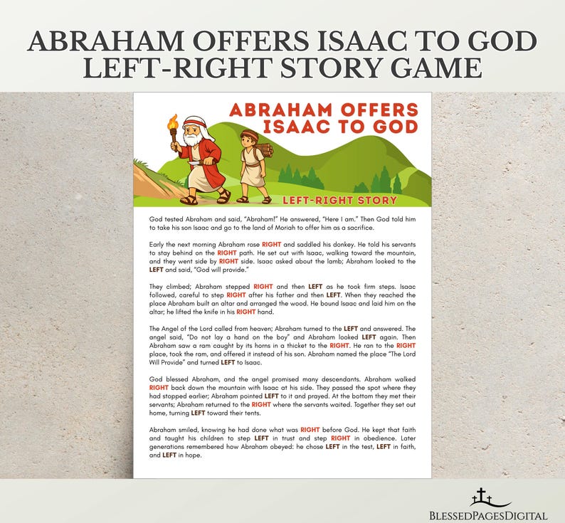 Abraham and Isaac Left-right Bible Story Game: Church Activity, Sunday ...