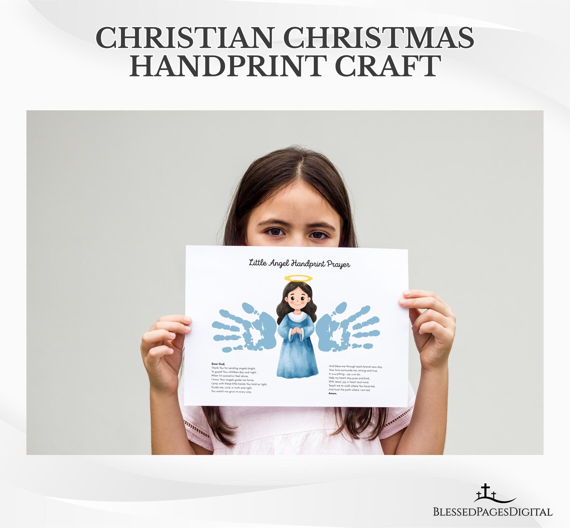 Little Angel Prayer Handprint Craft: Christian Christmas Preschool ...