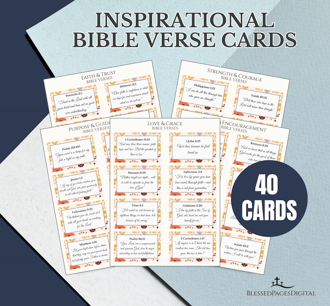 40 Floral Printable Bible Verse Cards Inspirational Scripture Cards ...