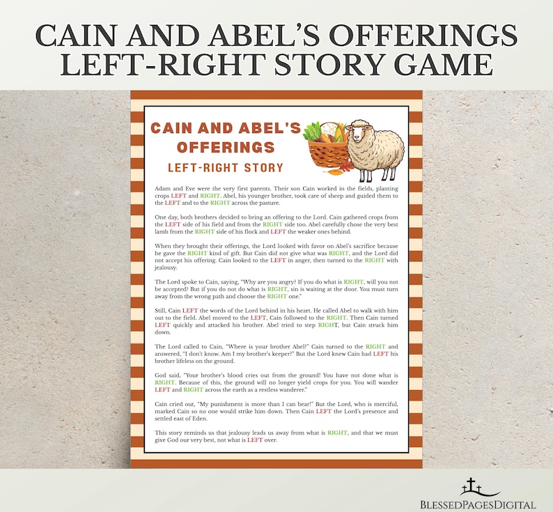 Cain and Abel Left-right Story Game: Sunday School Bible Activity (PDF ...