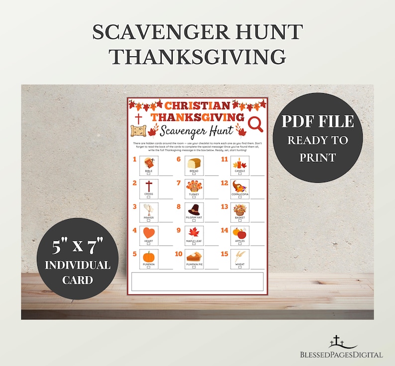 Christian Thanksgiving Scavenger Hunt Church Game: Printable Ministry ...