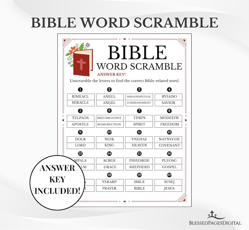 Bible Word Scramble Game: Printable Church Activity (PDF Download) - Etsy