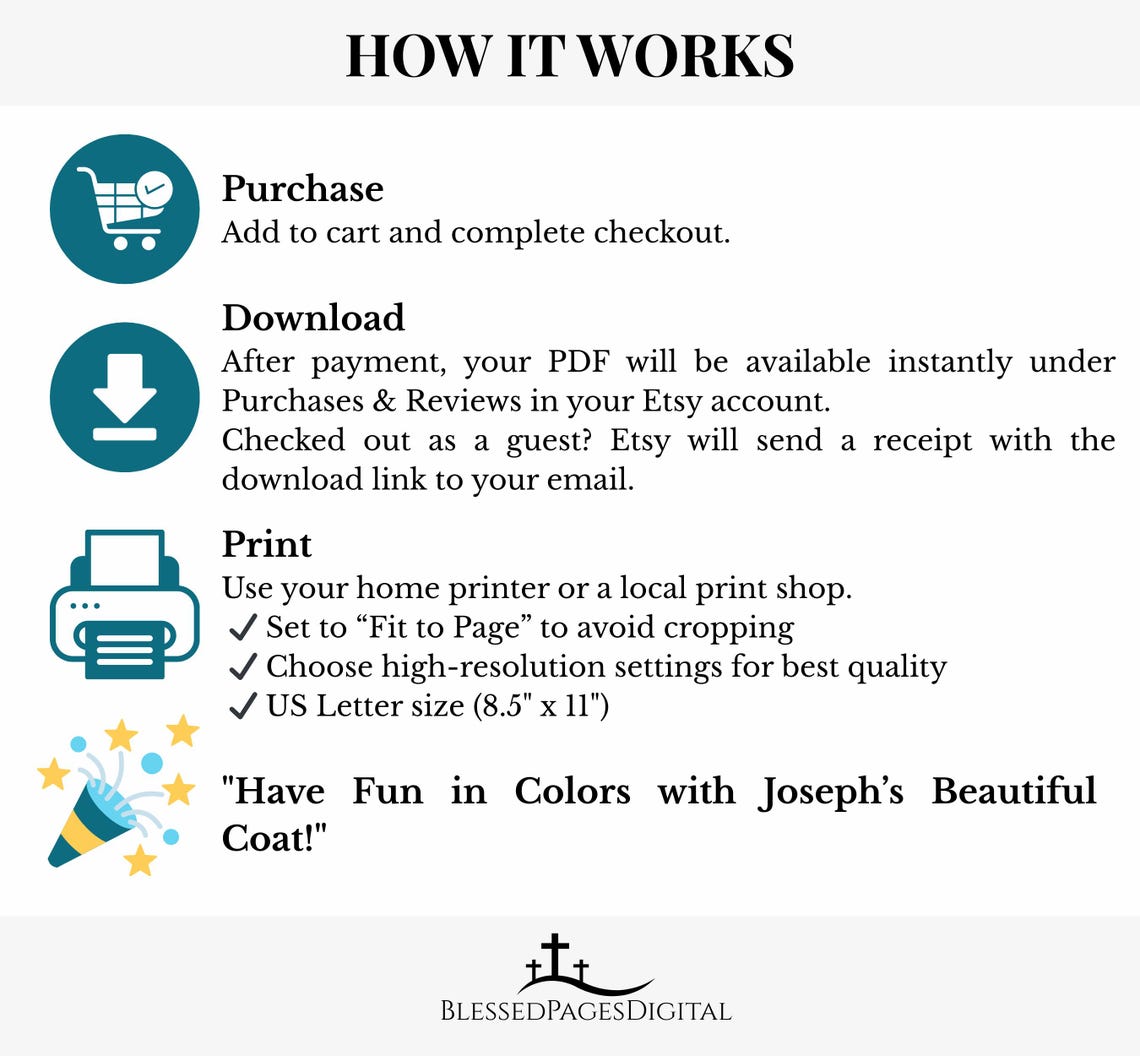 Joseph's Coat Color by Number: Printable Bible Activity Sheet (PDF ...