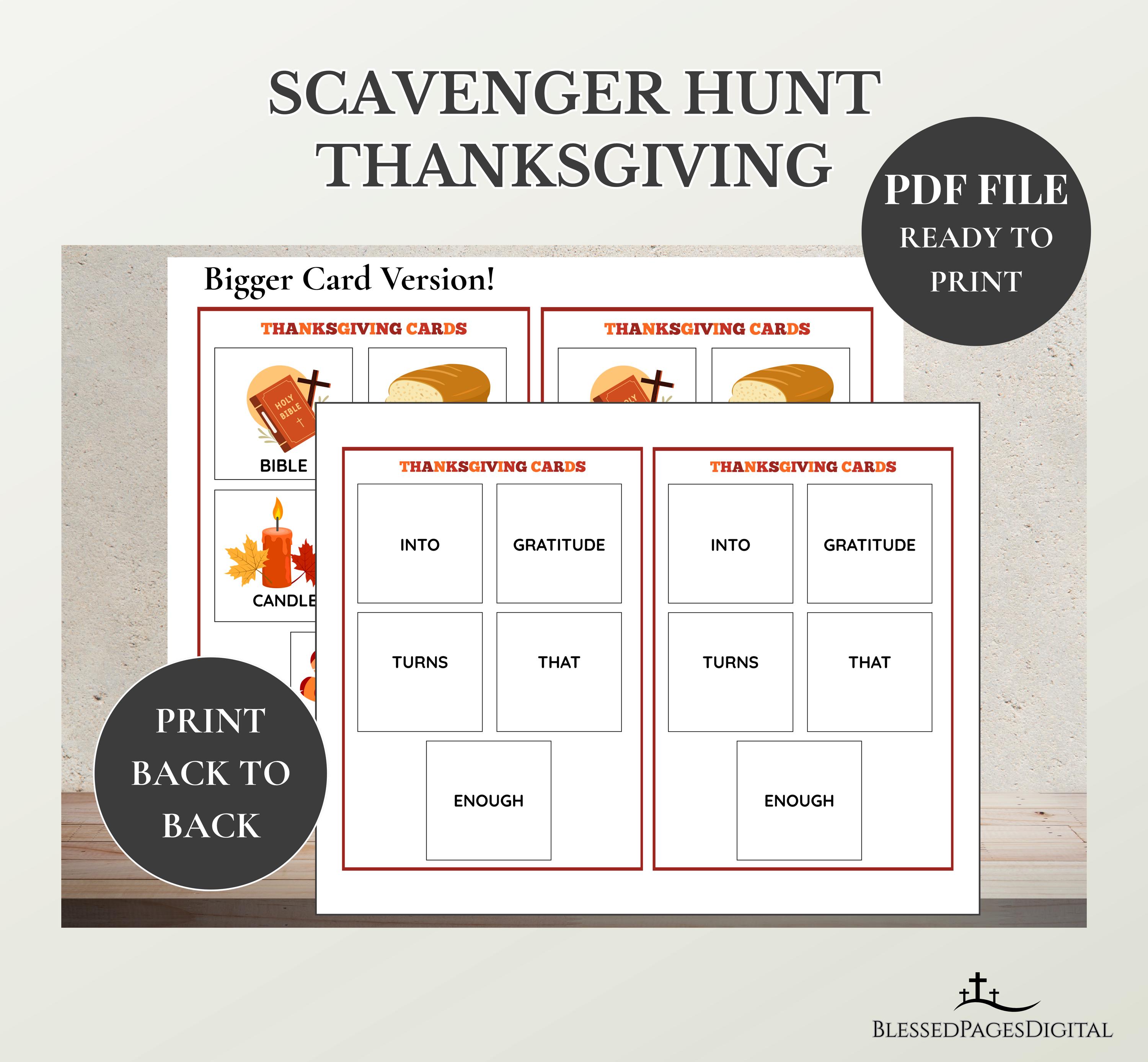 Christian Thanksgiving Scavenger Hunt Church Game: Printable Ministry ...