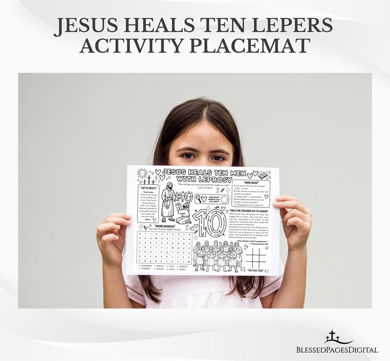 Jesus Heals Ten Lepers Bible Activity Placemat: Sunday School Coloring ...