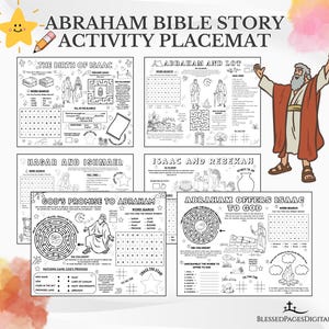 Abraham Bible Story Activity Placemat BUNDLE: Sunday School Coloring ...