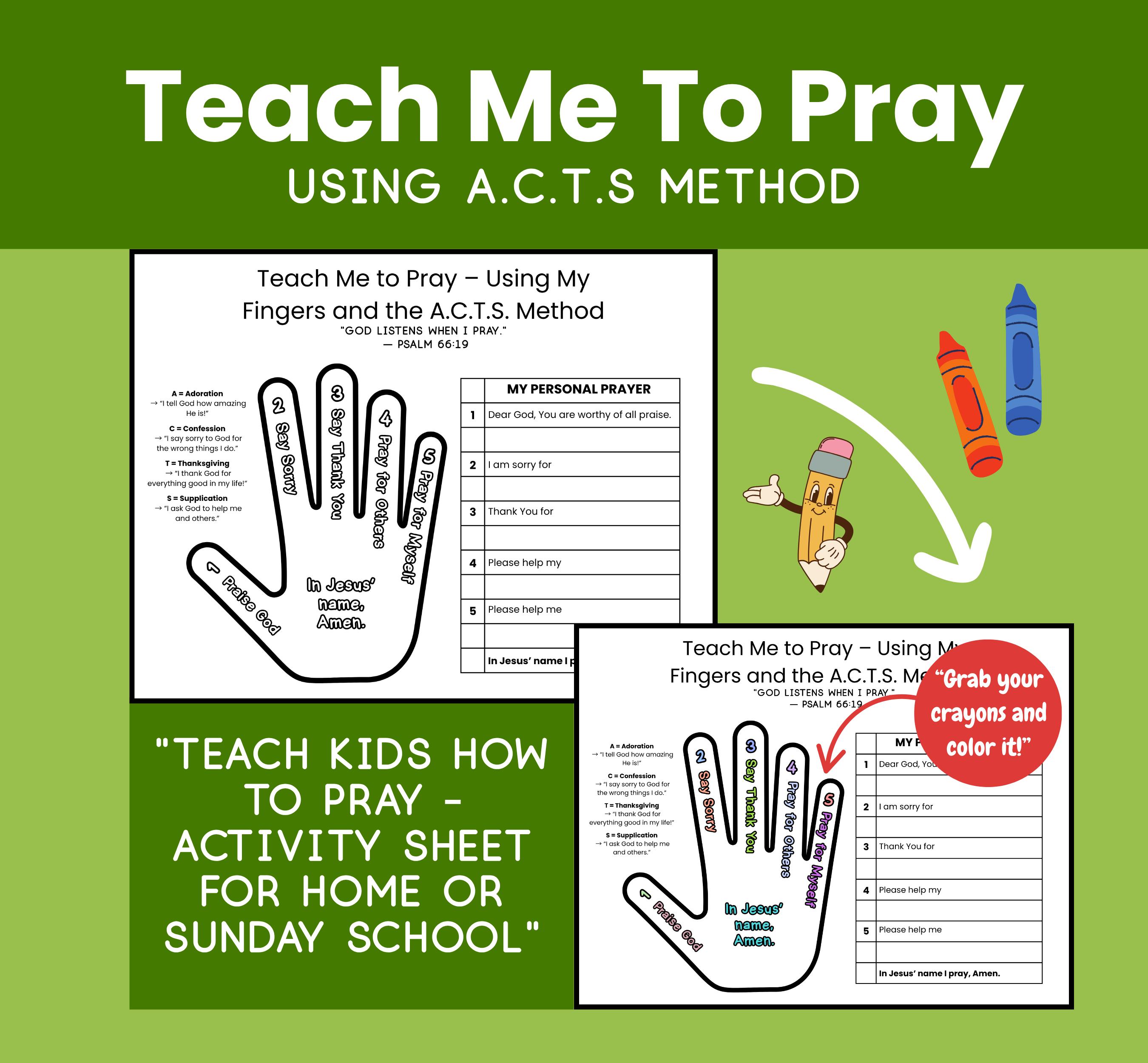 Teach Me to Pray Kids Printable Activity Sheet, Learn How to Pray ...