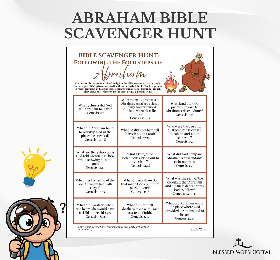 Abraham Bible Scavenger Hunt: Old Testament Church Game (PDF Download ...