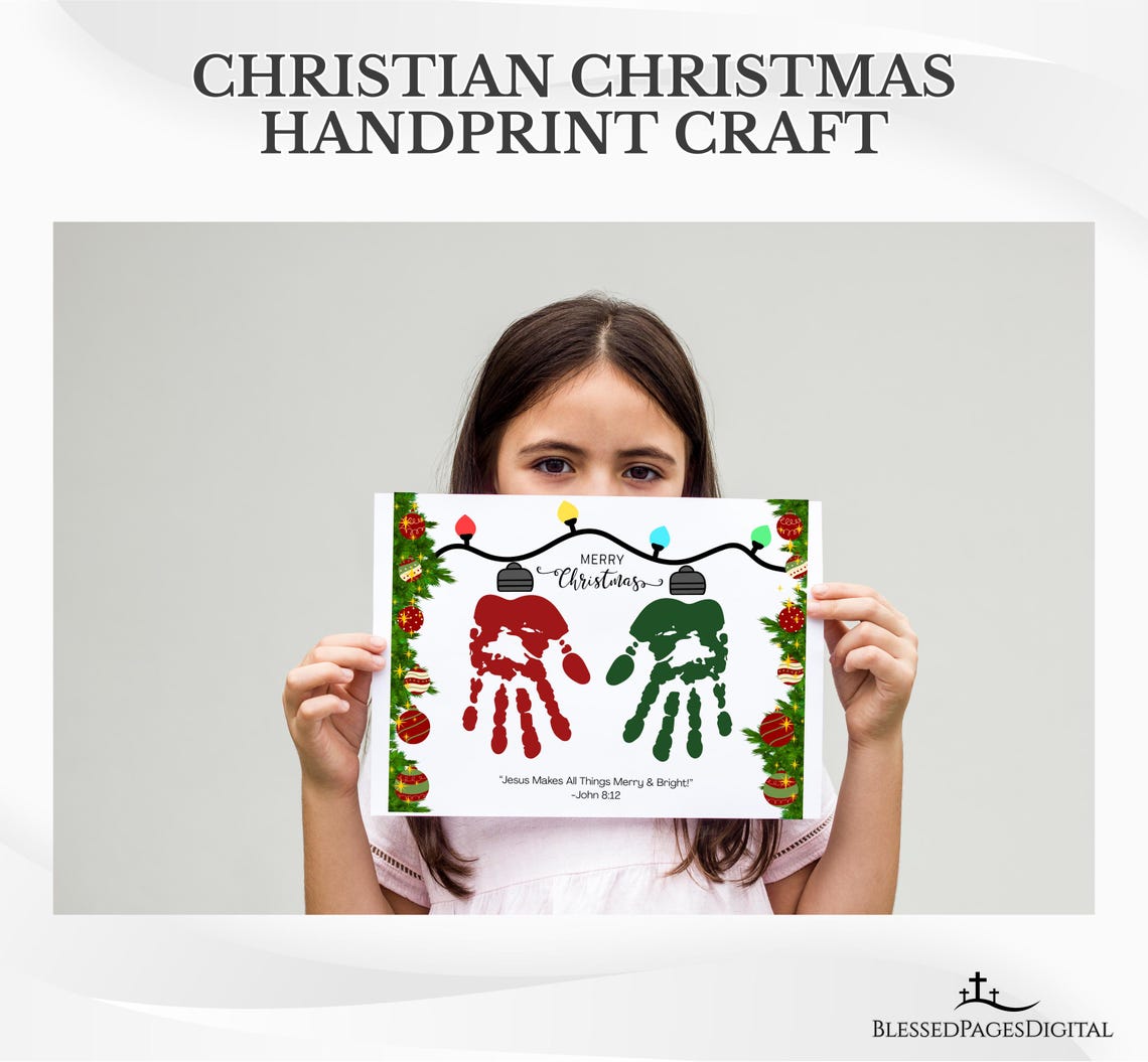 Merry and Bright Christmas Handprint Craft: Christian Christmas ...