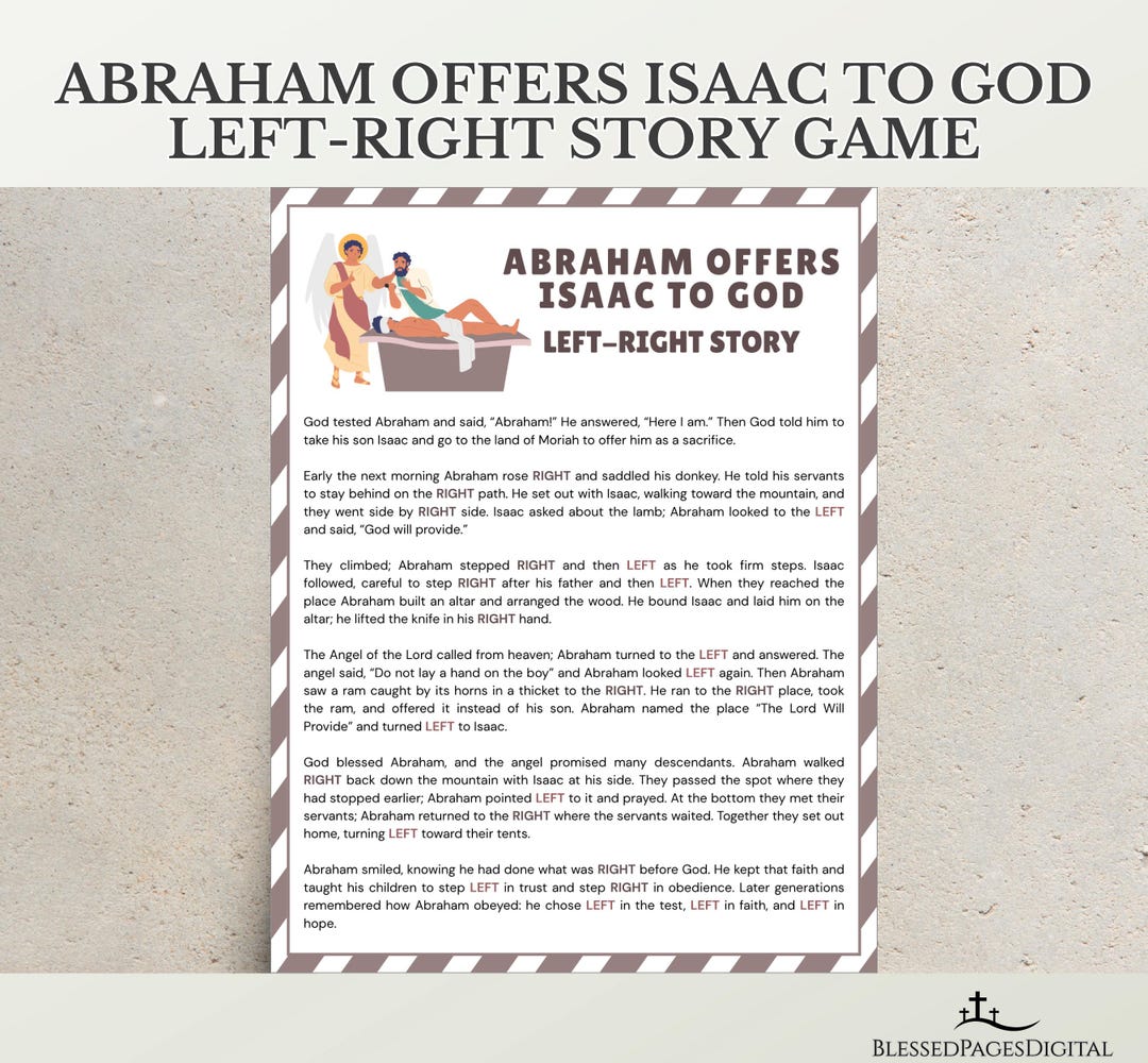 Abraham and Isaac Left-right Bible Story Game: Church Activity, Sunday ...