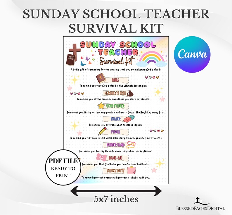 Editable Sunday School Teacher Survival Kit: Christian Appreciation ...