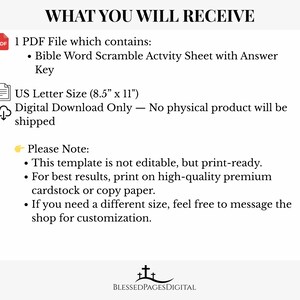 Bible Word Scramble Game: Printable Church Activity (PDF Download) - Etsy
