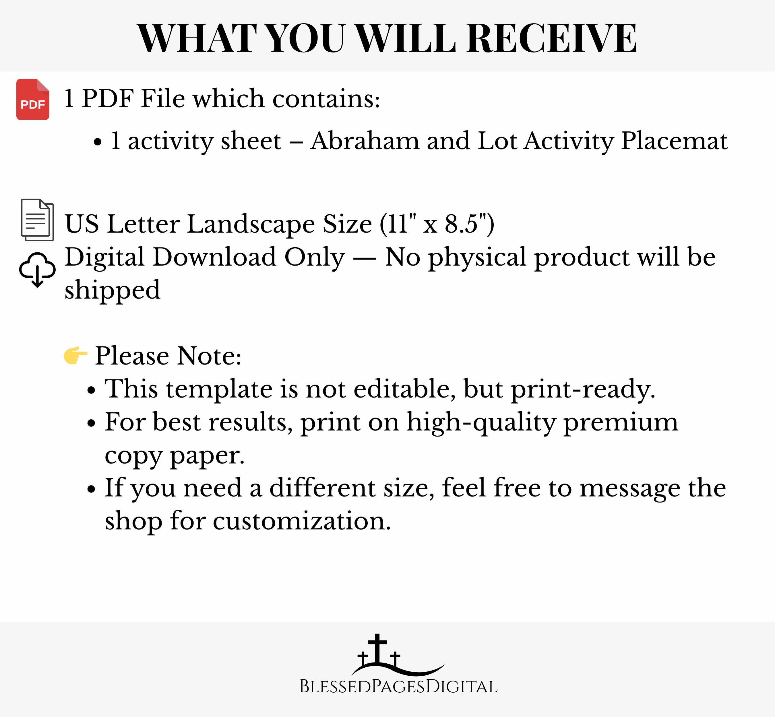 Abraham and Lot Activity Placemat: Bible Coloring Page (PDF Download ...
