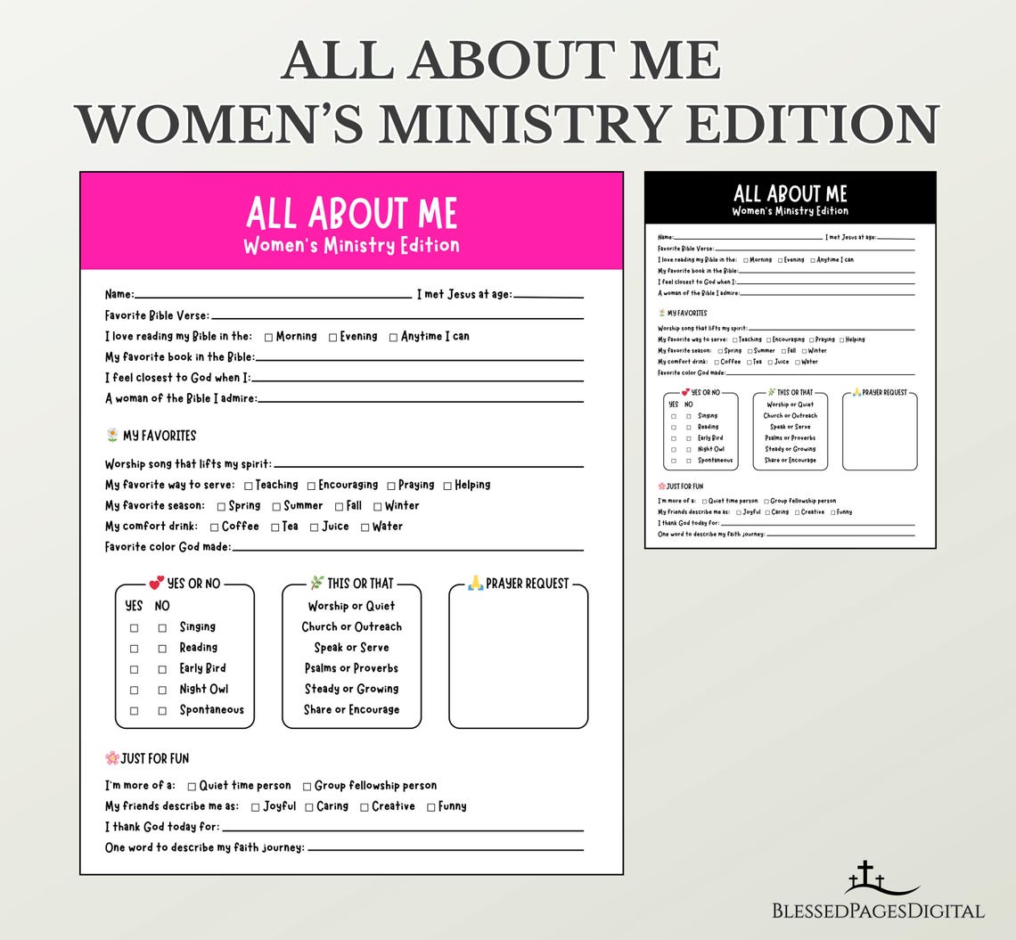 Christian Women All About Me: Women's Ministry Fellowship Activity (PDF ...