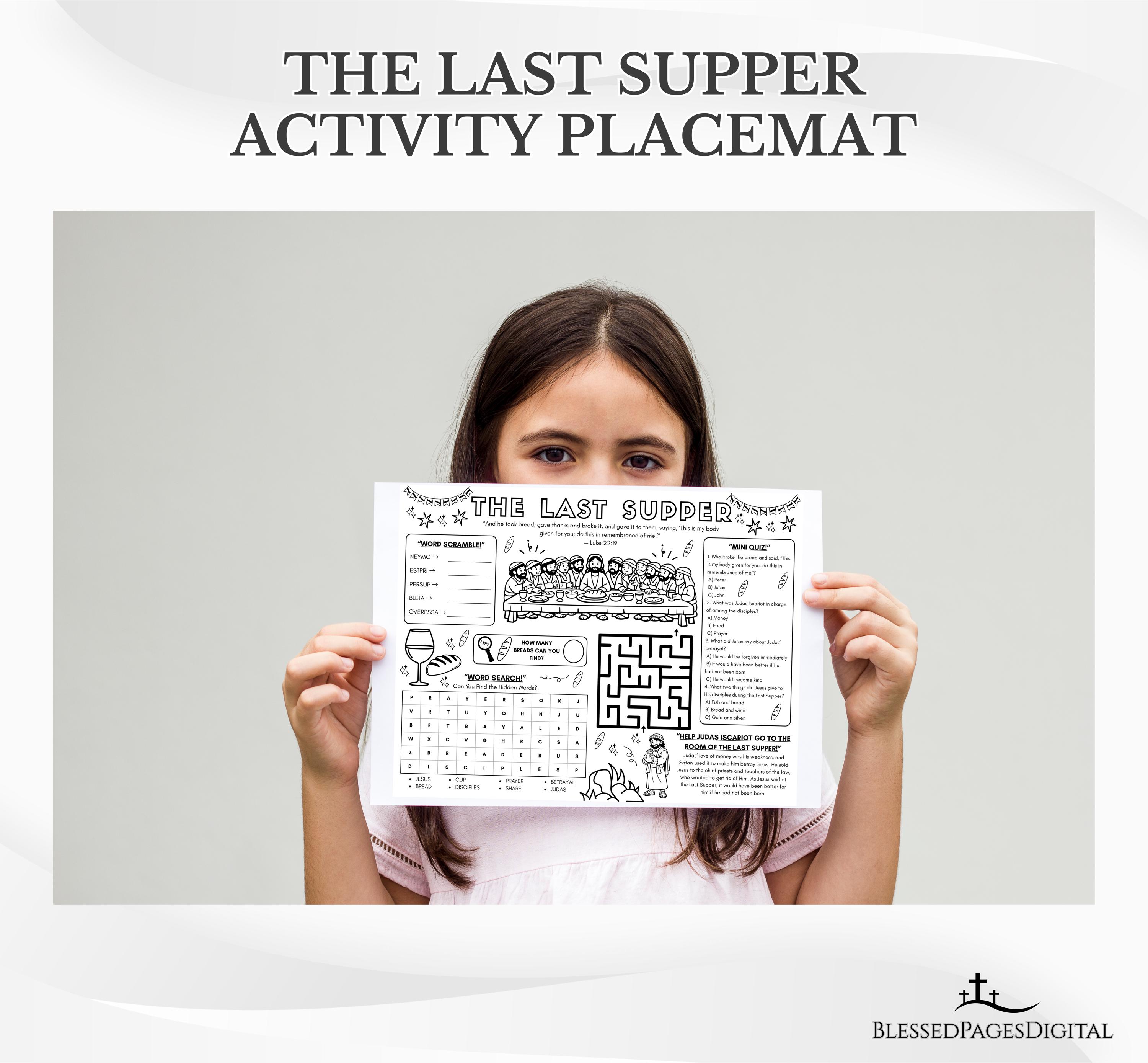The Last Supper Bible Activity Placemat: Holy Week Sunday School ...