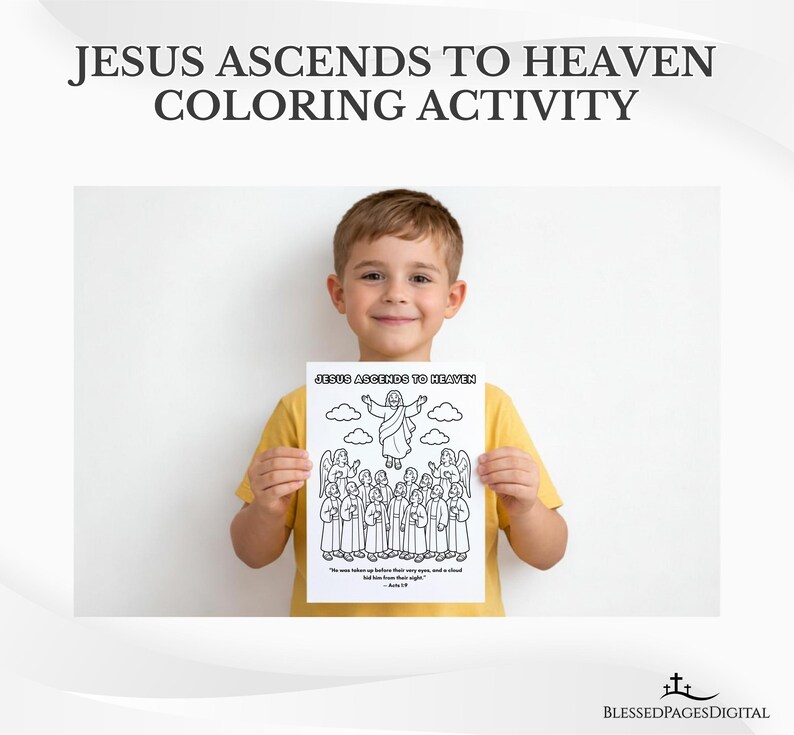 Ascension of Jesus Bible Coloring: Sunday School Activity Page (PDF ...